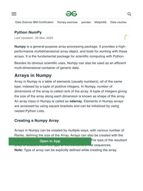 Python Numpy Geeksforgeeks Pdf Data Type Software Engineering