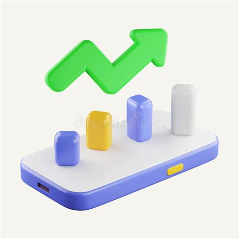 Bar Chart With Arrow Up Icon On Mobile Phone Data Analysis Concept