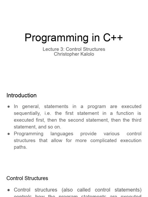 Lecture 4 C Control Structures Pdf Namespace Control Flow