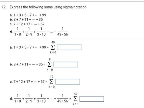 Solved Express The Following Sums Using Sigma