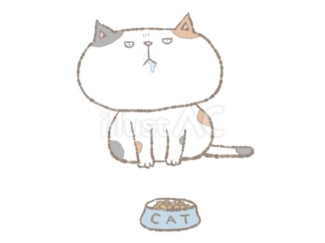 食べたいけど食べない猫（三毛猫）イラスト No 24856474｜無料イラスト・フリー素材なら「イラストac」