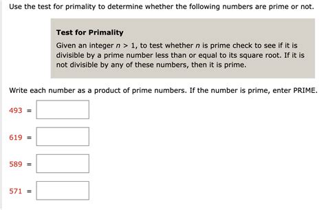 solved use the test for primality to determine whether the