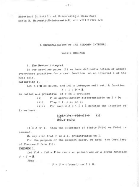 Pdf A Generalization Of The Riemann Integral