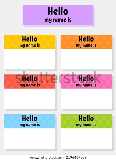 Hello Name Badge Bright Stickers Rectangular Stock Vector Royalty Free 2196489509 Shutterstock