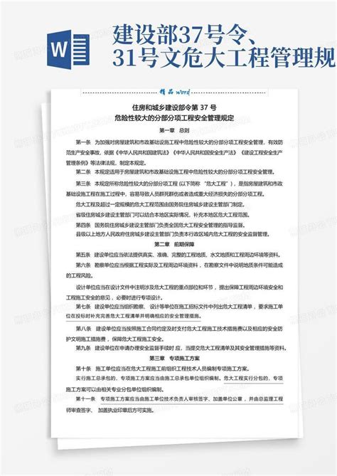 建设部37号令31号文 危大工程管理规定Word模板下载 编号lvvxadxe 熊猫办公