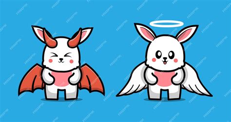 Premium Vector Cute Cartoon Character Of Couple Devil Rabbit And