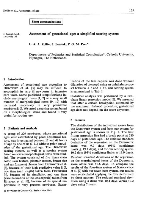 Pdf Assessment Of Gestational Age A Simplified Scoring System