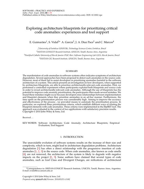 Pdf Exploring Architecture Blueprints For Prioritizing Critical Code Anomalies Experiences