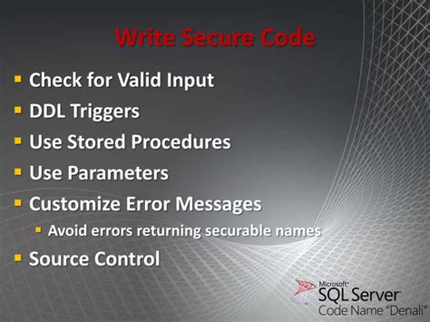 Denali Sql Server Security Pptx Databases Computer Software And