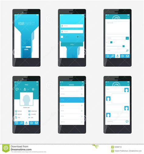 Template Mobile Application Interface Design Stock Vector