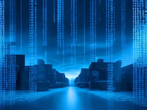 Premium Photo Blue Digital Binary Data Cascading Computer Screen Technological Background