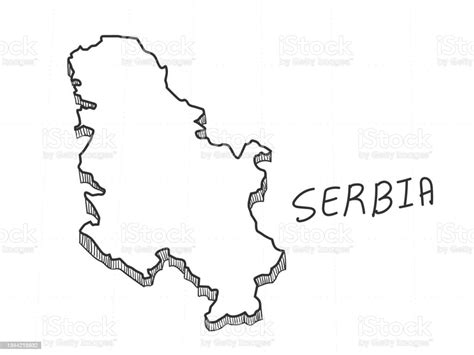 흰색 배경에 세르비아 3d지도의 손으로 그린 3차원 형태에 대한 스톡 벡터 아트 및 기타 이미지 3차원 형태 개념 개념과 주제 Istock