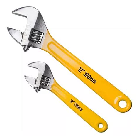 Kit 2 Chave Ajustável Inglesa 10 E 12 Polegadas Cabo Emborrachado 200mm E 300mm Boca 30 40mm