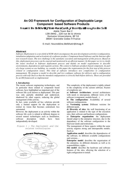 Pdf An Oo Framework For Configuration Of Deployable Large Component Based Software Products