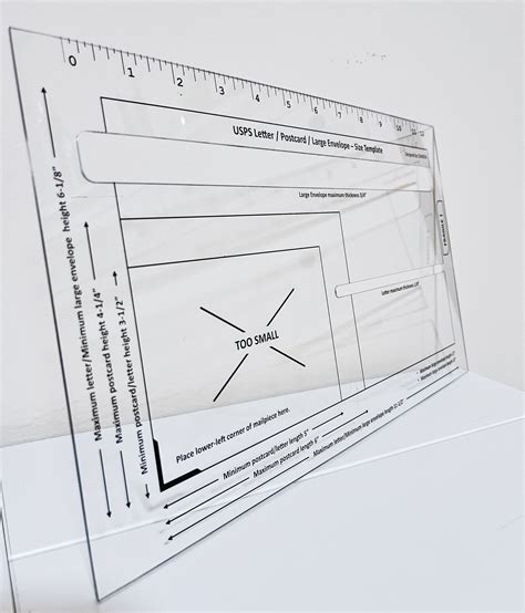 Acrylic Usps First Class Template Size Guide Measuring Postal Slot Gauge Large Envelope Small