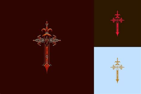 Premium Psd Crusader Cross Insignia Logo With A Sword And Fleur De Lis D Template Design Psd Premium Psd Crusader Cross Insignia Logo With A Sword And Fleur De Lis D Template Design Psd