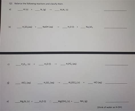 Solved Q Balance The Following Reactions And Classify Chegg