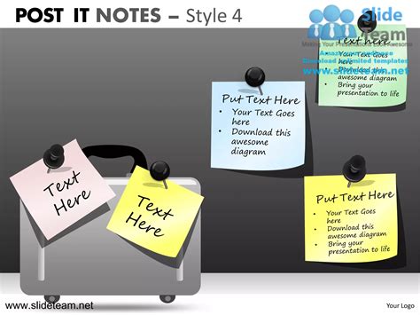 Post It Notes Style Design 4 Powerpoint Ppt Templates PDF