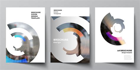 A4 형식의 벡터 레이아웃 브로셔 잡지 전단지 소책자 보고서를 위한 현대적인 커버 모의 광고 디자인 템플릿입니다 미래 지향적 인 디자인 원형 패턴 사진에 대 한 기하학적