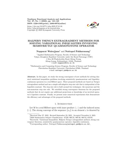 Pdf Halpern Tsengs Extragradient Methods For Solving Variational Inequalities Involving
