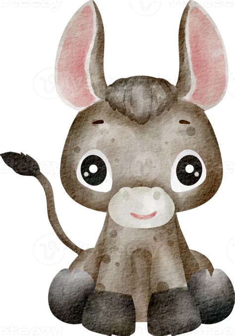 Watercolor Donkey Cute Clip Art 16537772 Png
