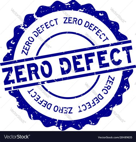 Grunge Blue Zero Defect Word Round Rubber Seal Vector Image