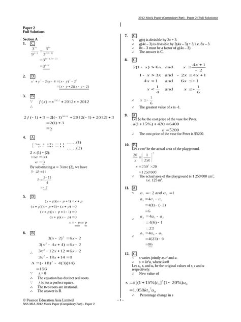 Nss Mia Mock Compulsory Paper 2 Full Solutions Eng Pdf Euclidean Geometry Elementary