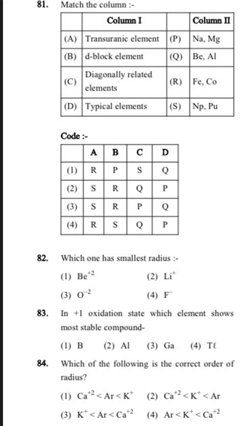 In 1 Oxidation State Which Element Shows Most Stable Compound Filo