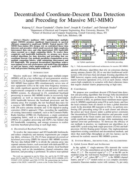 Decentralized Coordinate Descent Data Detection And Precoding For