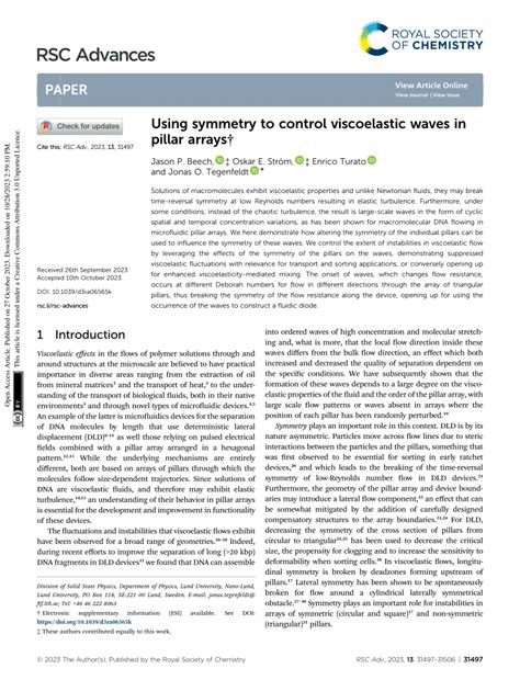 Pdf Using Symmetry To Control Viscoelastic Waves In Pillar Arrays