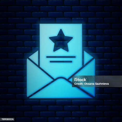 빛나는 네온 벽돌 벽 배경에 고립 된 체포 영장 아이콘 문서가 있는 경찰 배지 영장 경찰 보고서 소환 정의 개념입니다 벡터 일러스트레이션 개념에 대한 스톡 벡터 아트 및