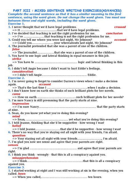 Mixed Sentence Writing Exercises Part Xiii Mixed Sentence Writing Exercisesadvanced Mixed Sentence Writing Exercises Part Xiii Mixed Sentence Writing Exercisesadvanced