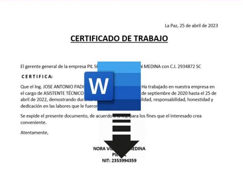 Modelo De Certificado De Trabajo 2026