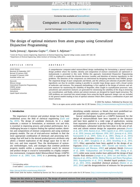 Pdf The Design Of Optimal Mixtures From Atom Groups Using Generalized