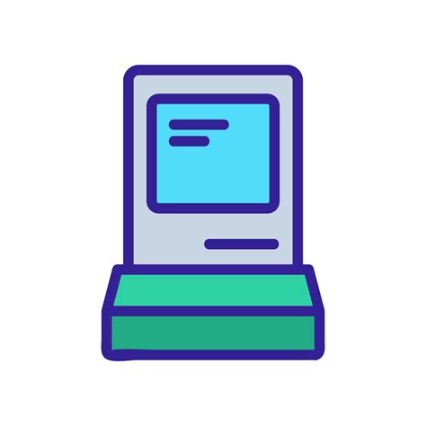 Retro Computer Icon Vector Isolated Contour Symbol Illustration