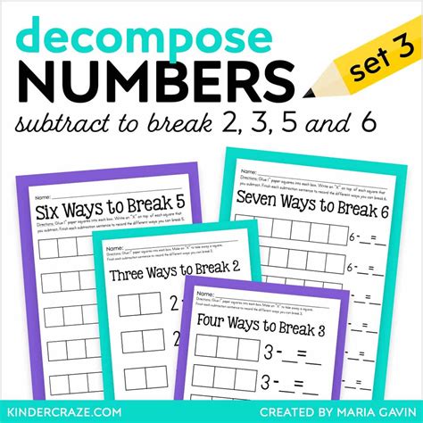 SUBTRACT To Decompose Numbers And Set Kinder Craze