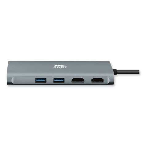 In USB Type C Docking Station HDMI USB C SD And TF Slot RJ Gray Black Western