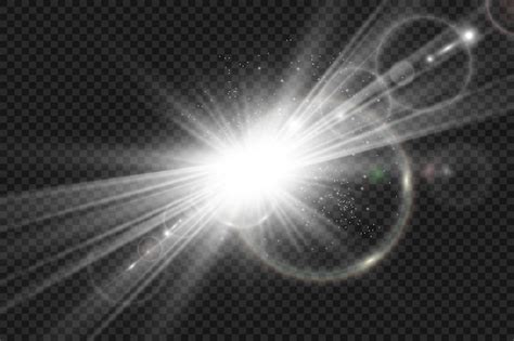 특수 렌즈 플래시 조명 효과 플래시는 광선과 탐조등을 깜박입니다 일러스트레이션 프리미엄 벡터