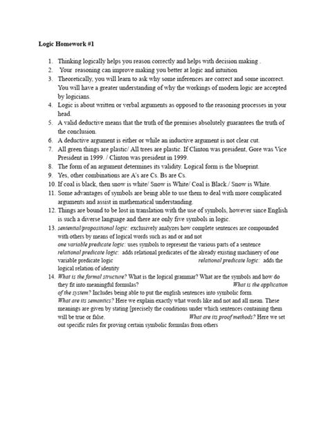 Logic Homework 1 Pdf Logic Argument