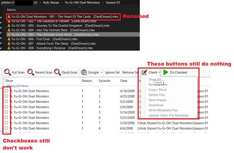 can t check items can t rename files