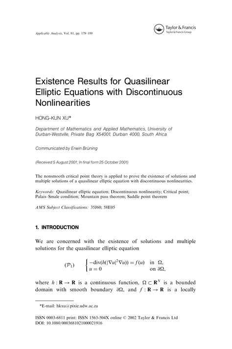 Pdf Existence Results For Quasilinear Elliptic Equations With