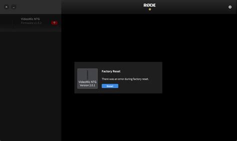 There Was An Error During Factory Reset Error RØde Central RØde