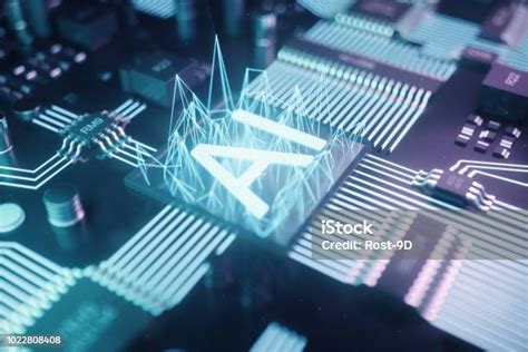 3d 그림 인쇄 회로 기판에 추상적인 인공 지능 기술 및 엔지니어링 개념입니다 인공 지능의 하는 신경 전자 칩 머리 프로세서 했다입니다 3차원 형태에 대한 스톡 사진 및