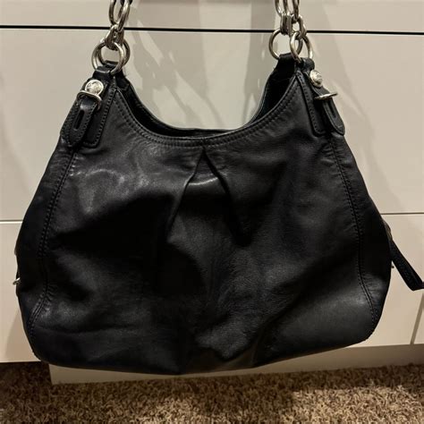 Coach Madison Mia Maggie Black Leather Large Shoulder Gem