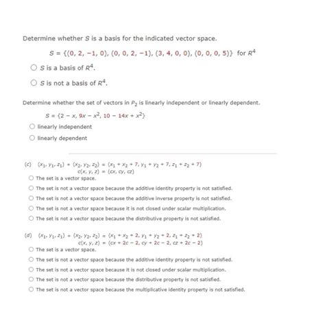 Solved Determine Whether S Is A Basis For The Indicated Chegg