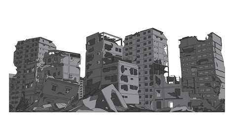 Desenho De Edificios Destruidos Tesouros Arqueológicos Resistiram Ao