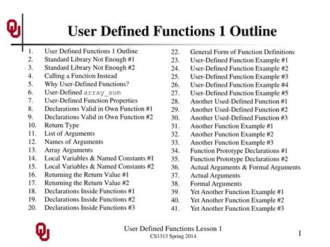 Ppt User Defined Functions 1 Outline Powerpoint Presentation Free Download Id1720079