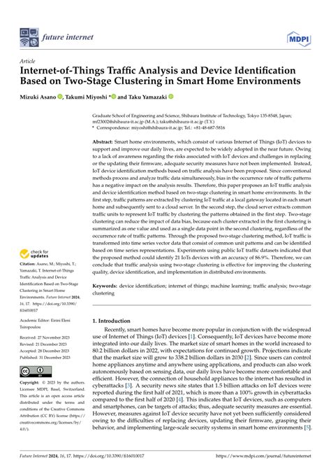 Pdf Internet Of Things Traffic Analysis And Device Identification Based On Two Stage