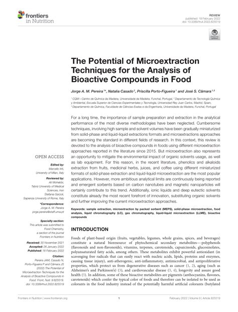 Pdf The Potential Of Microextraction Techniques For The Analysis Of Bioactive Compounds In Food