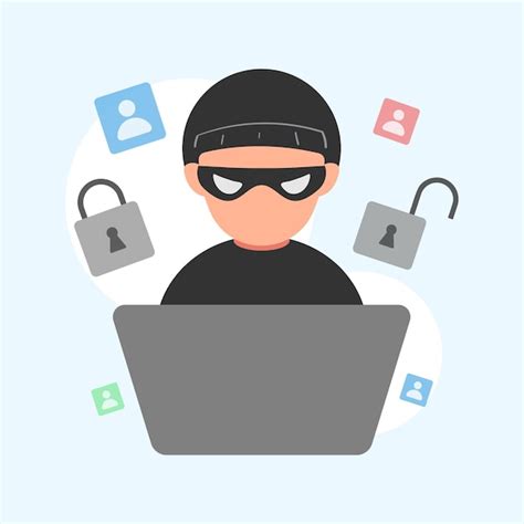 Premium Vector Cute Flat Illustration Cartoon Of Thief Hacker Stealing Data Money For Web
